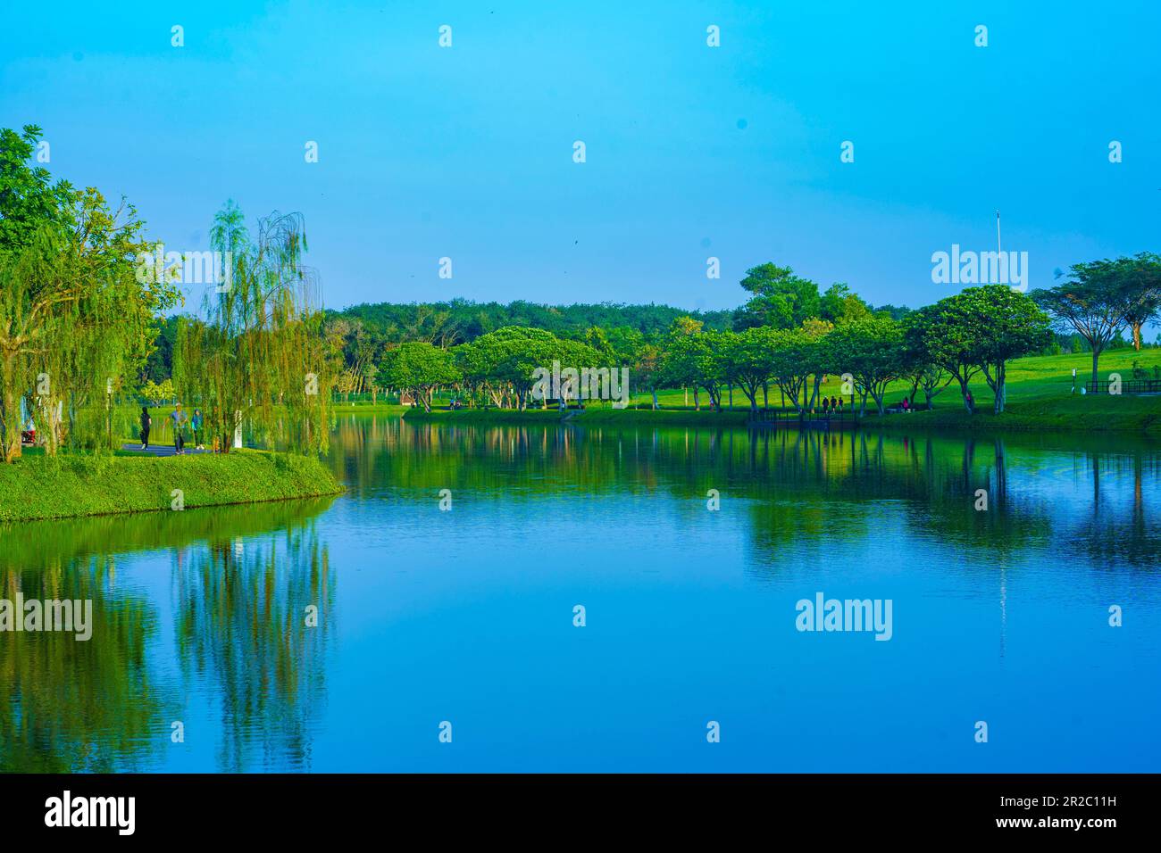Beautiful sunrise at bsb lake located in Mijen, Semarang, Indonesia ...