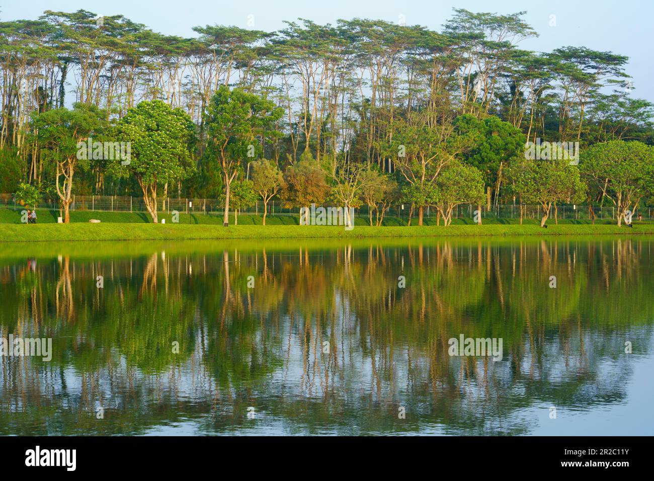 Beautiful sunrise at bsb lake located in Mijen, Semarang, Indonesia ...