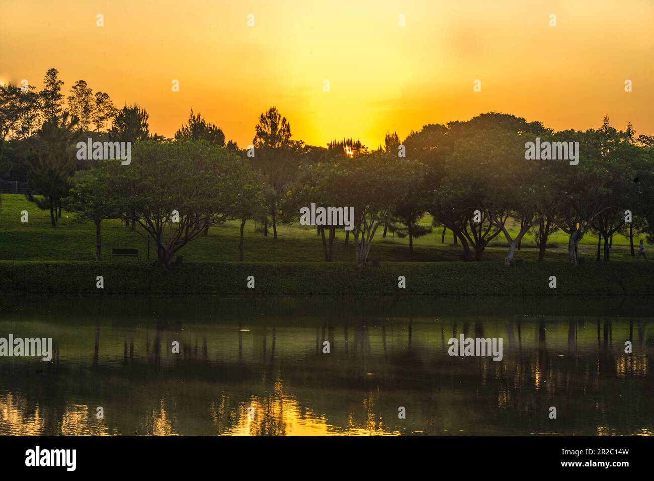Beautiful sunrise at bsb lake located in Mijen, Semarang, Indonesia ...