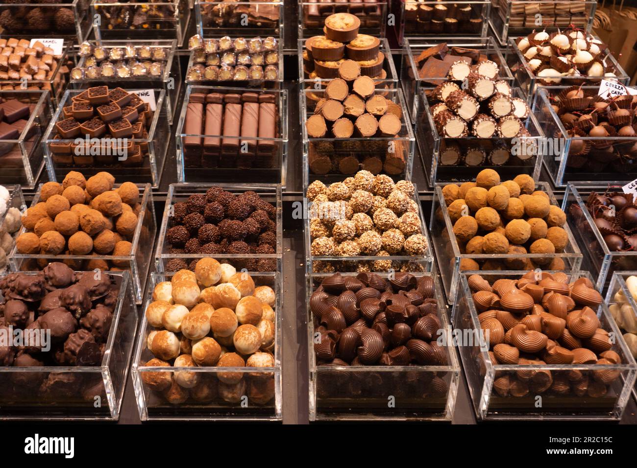 An assortment of chocolates & sweets at La Bouqueria Market in the ...