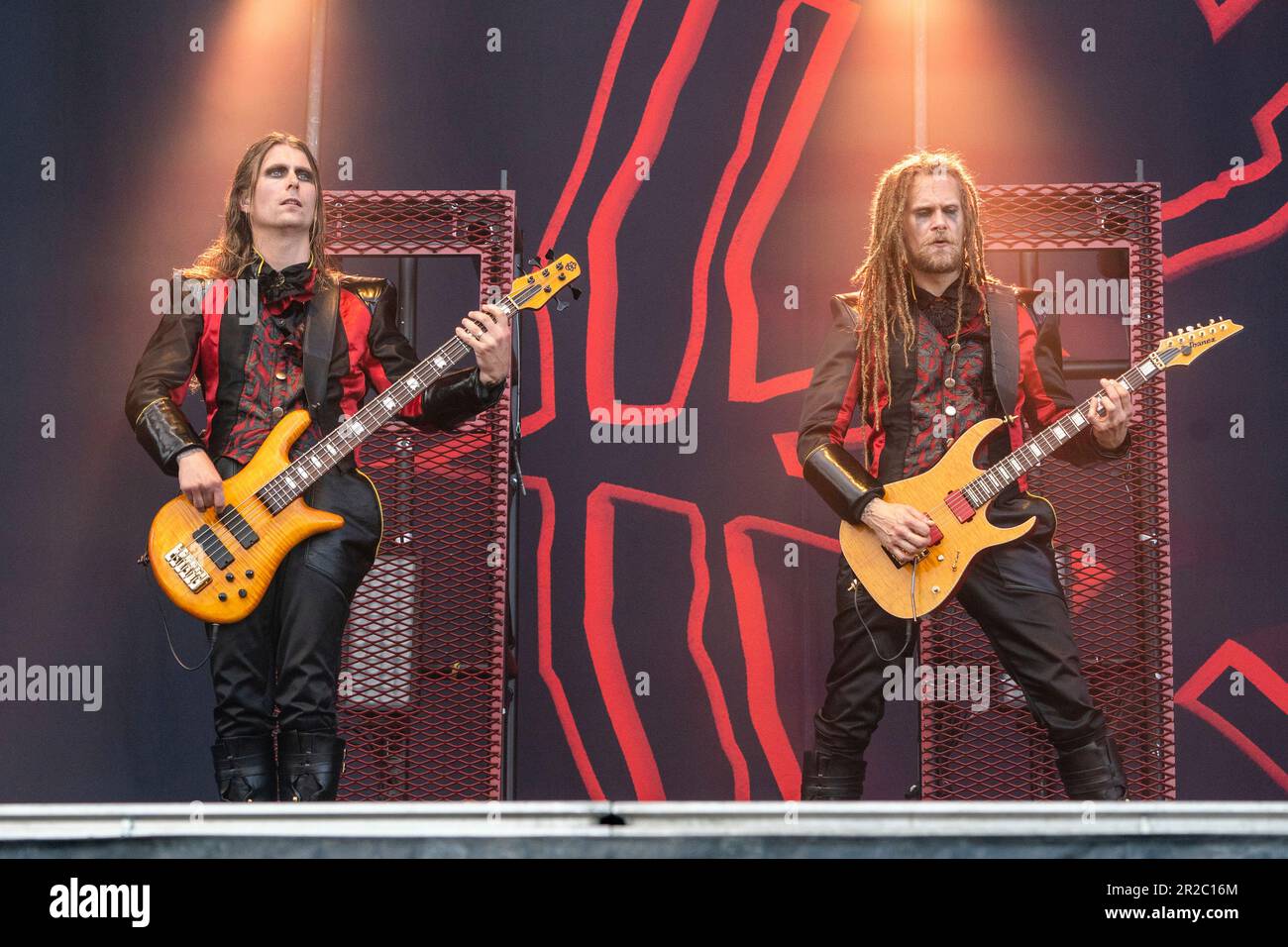 Henrik Sandelin, left, and Jonas Jarlsby of Avatar performs at the ...