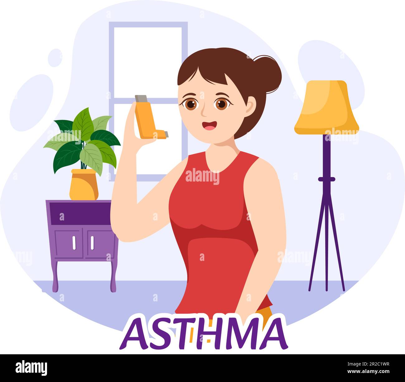 Asthma Disease Vector Illustration with Human Lungs and Inhalers for ...