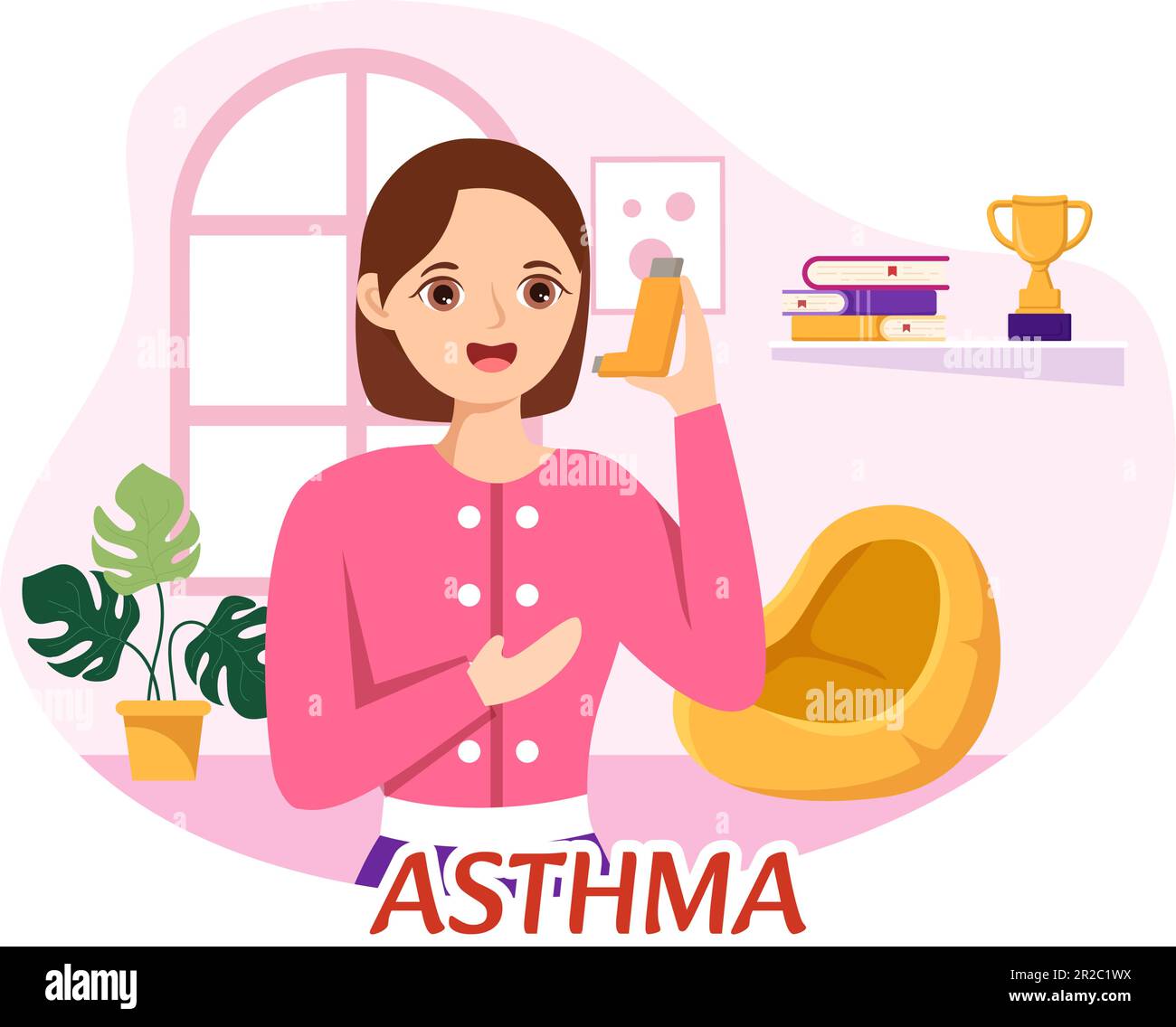 Asthma Disease Vector Illustration with Human Lungs and Inhalers for ...