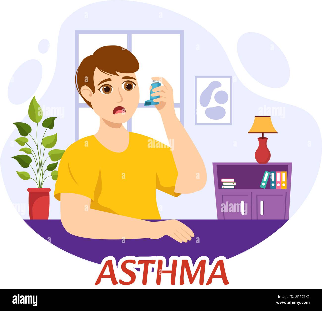 Asthma Disease Vector Illustration with Human Lungs and Inhalers for ...