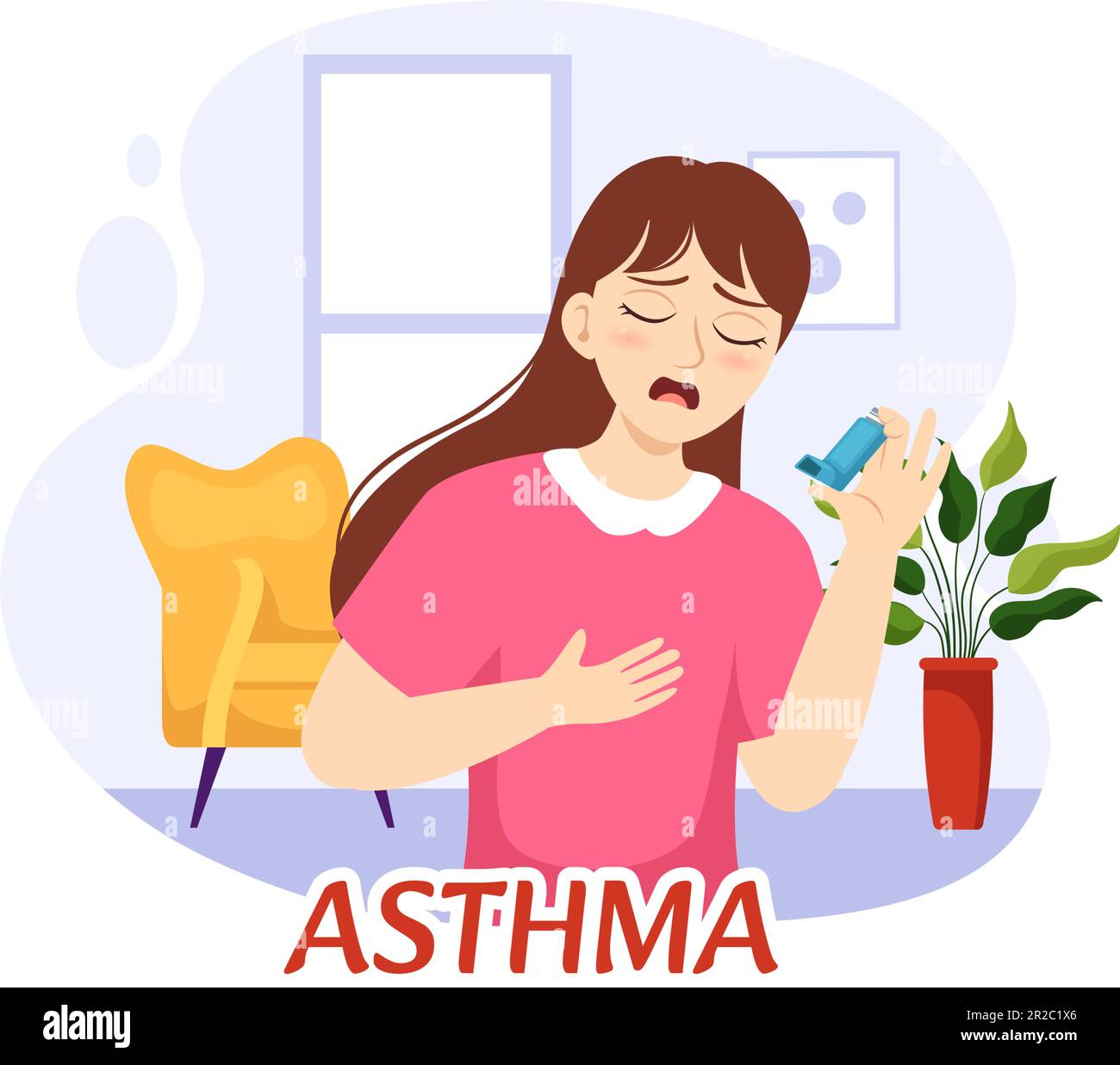Asthma Disease Vector Illustration With Human Lungs And Inhalers For Breathing In Healthcare