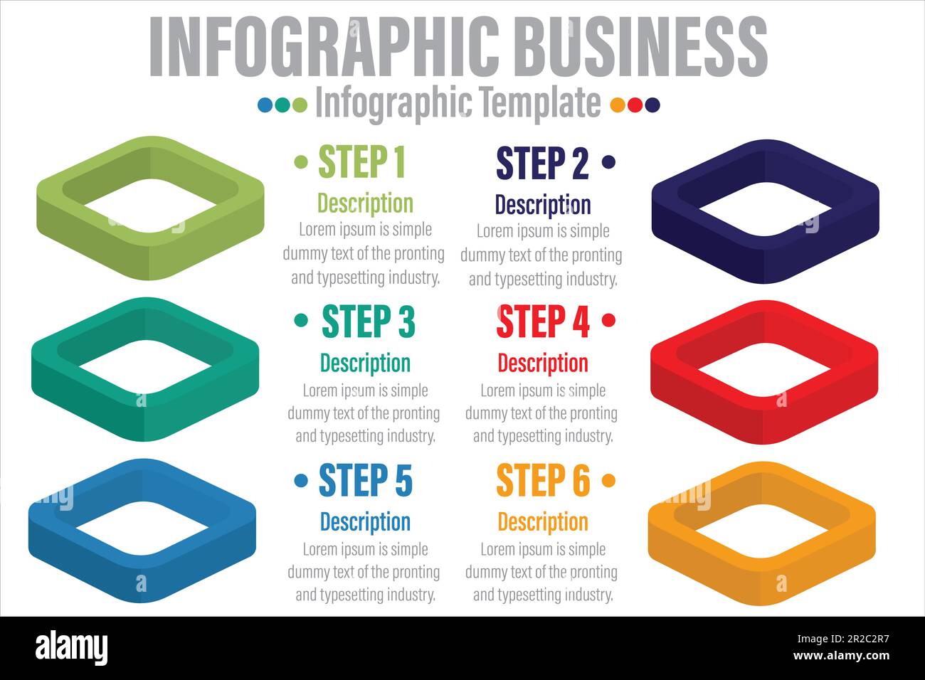 3D 6 Step list infographic template design . business infographic ...