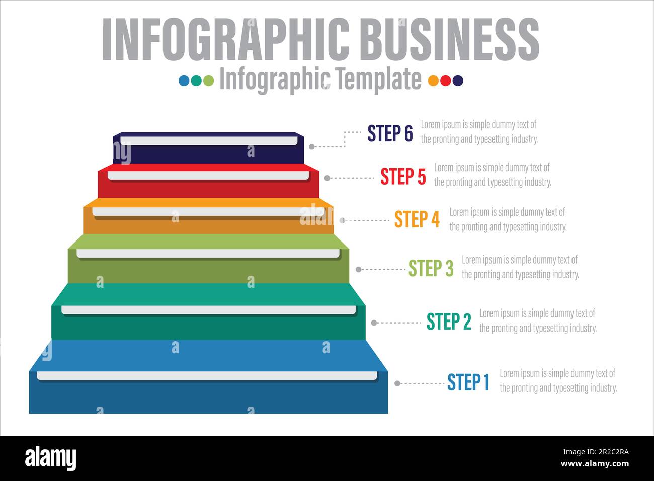 Infographic template. 6 Step design with beautiful colors. Vector ...