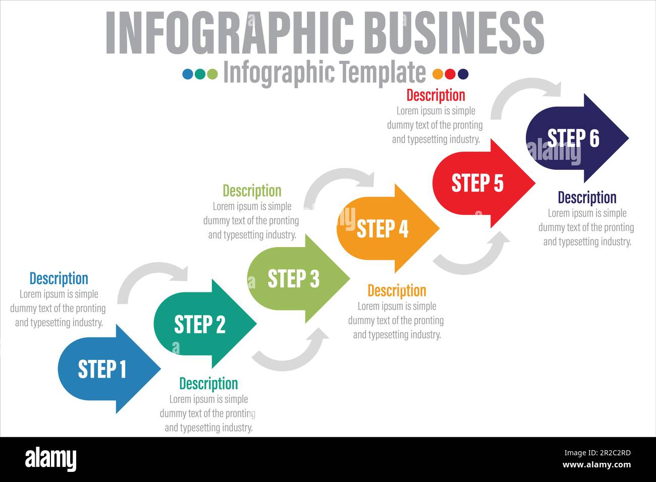 Vector infographic template Arrows for six paper label, diagram, graph ...