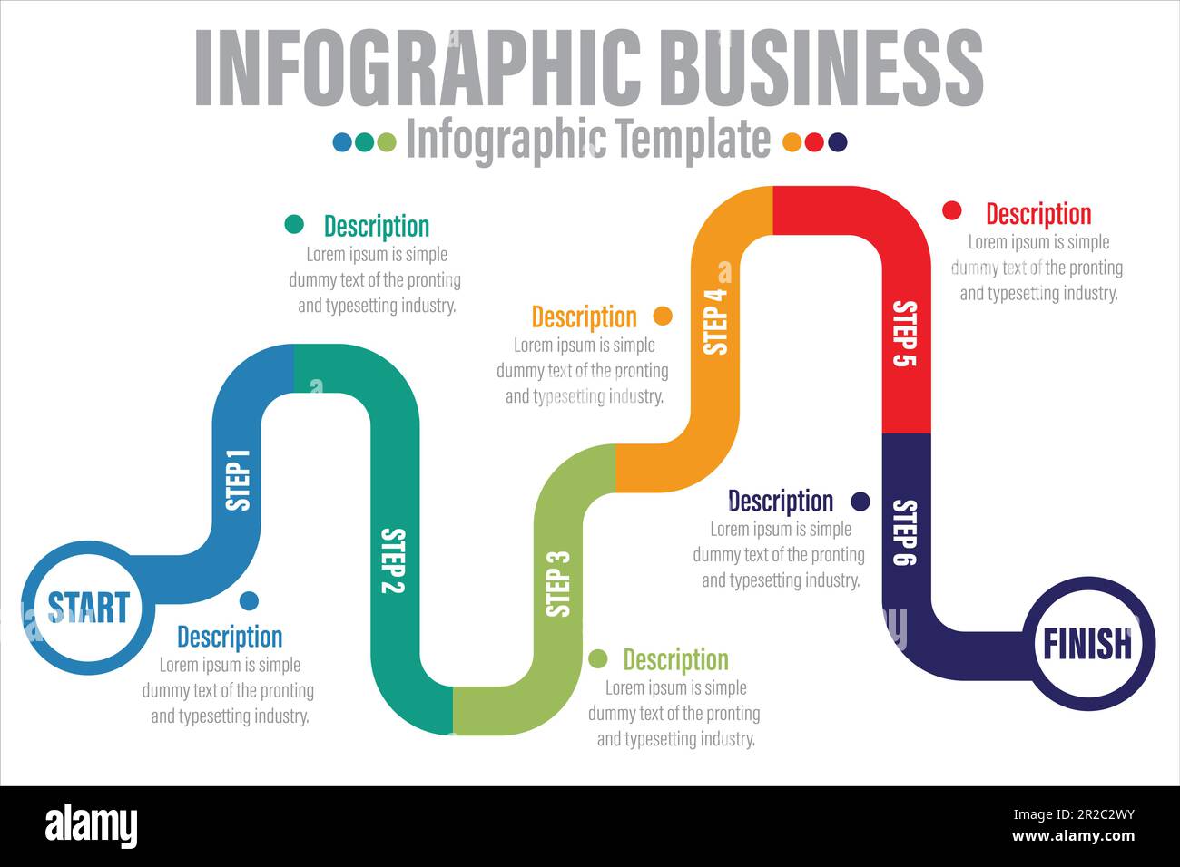 Timeline infographics template with 6 Step or Six option workflow ...