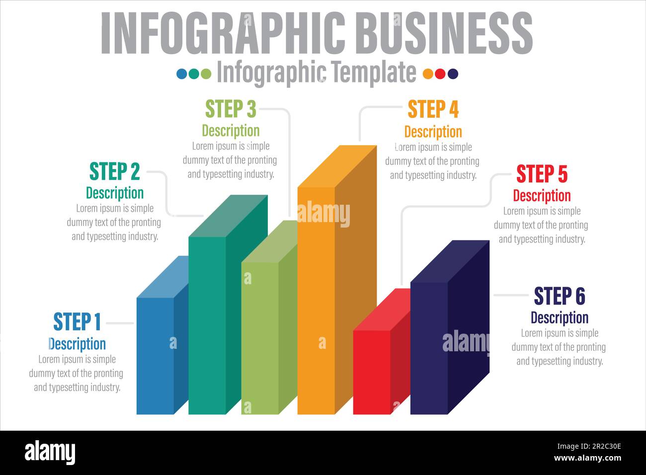 6 Steps or six option Vector creative infographic of columns bar chart ...