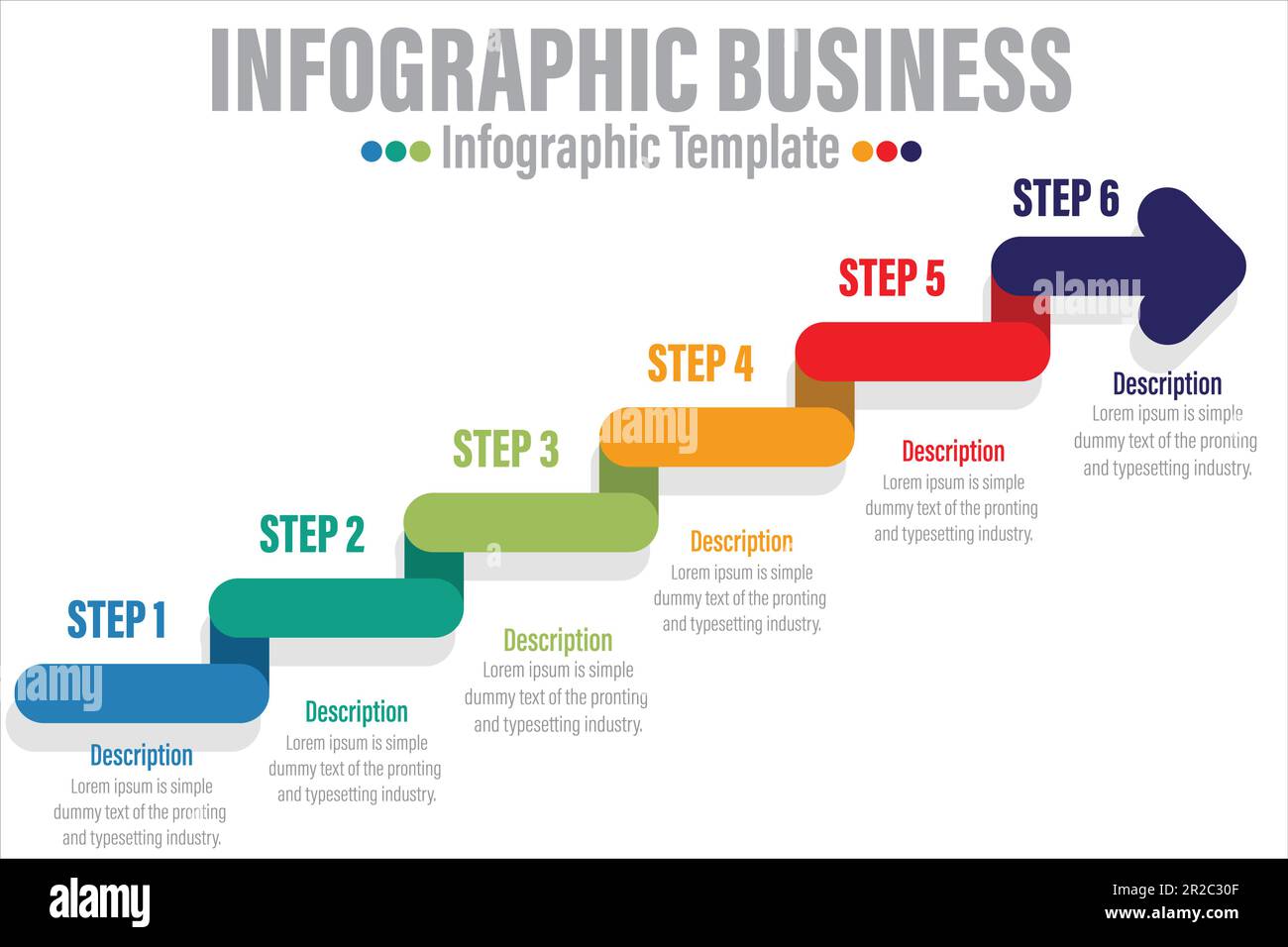 vector illustration 6 Step or Six option for process, presentations ...