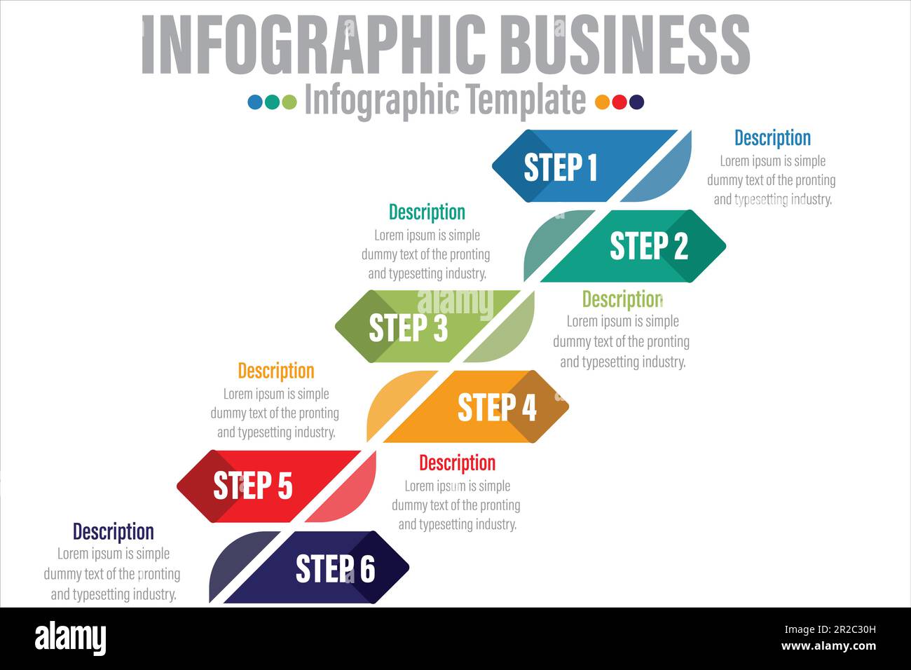 6 Step and Six Option colorful infographics elements. Vector ...