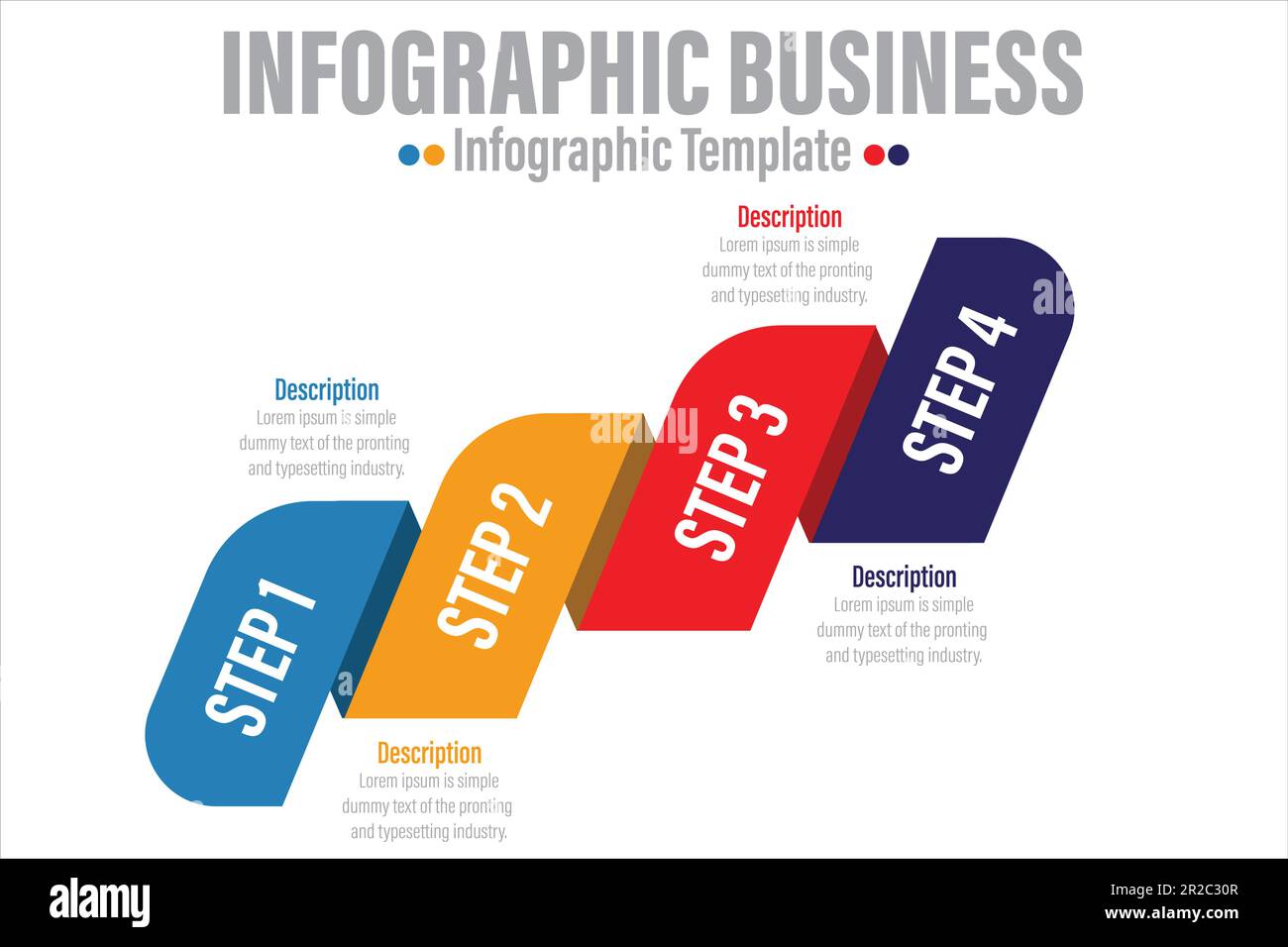 4 Step or four option Infographic business stair success of marketing vector design template ...