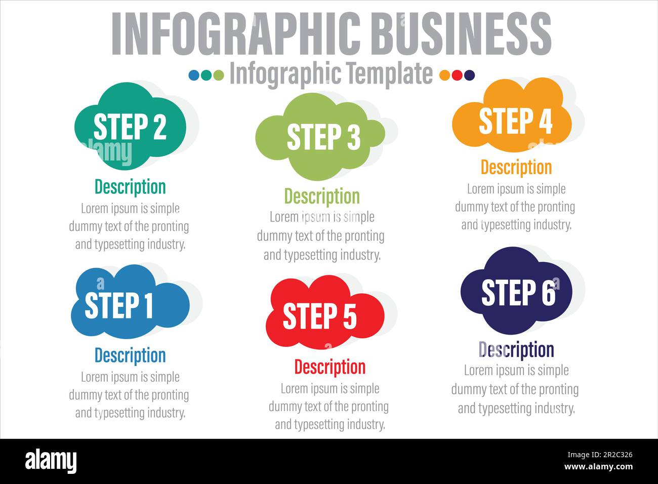 6 Step and Six 6 Option cloud Business data visualization. Process chart. Abstract elements of ...