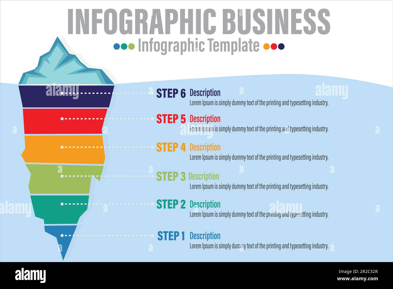 Iceberg infographic. 6 steps Six 6 option to success. Presentation ...