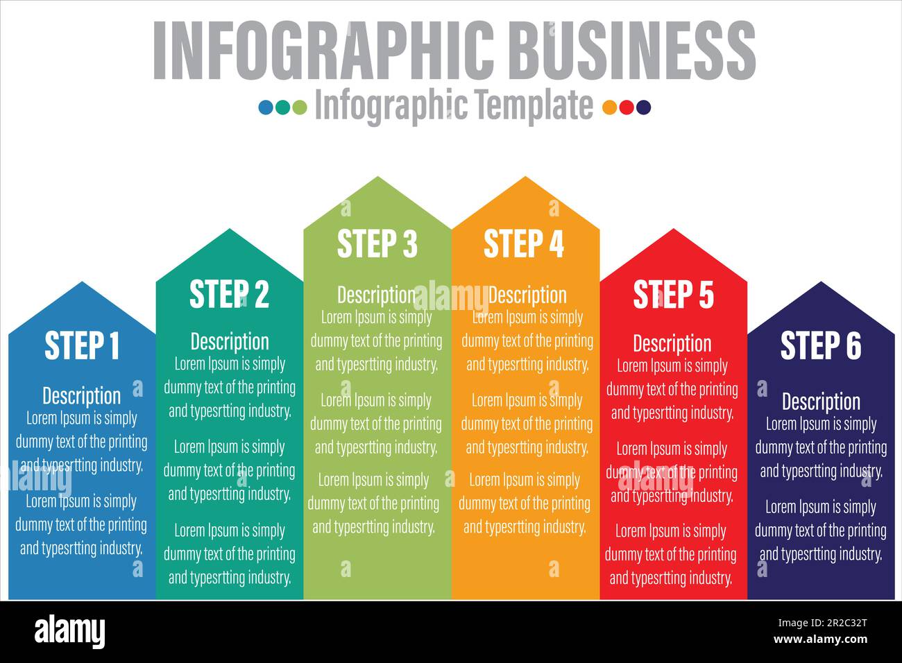 Business data visualization, infographic template with Six 6 steps or ...