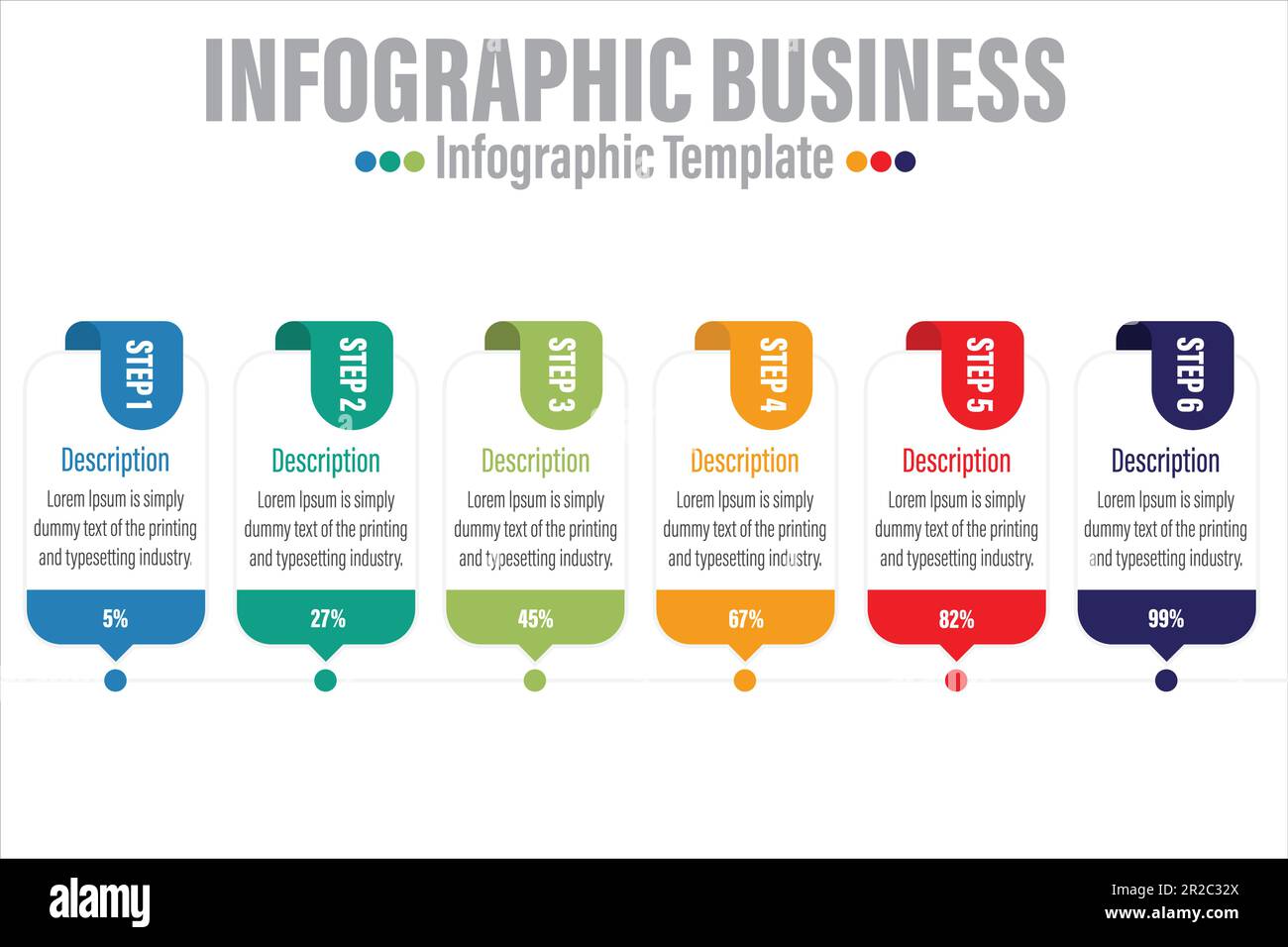 Infographic template. 6 Step timeline journey, Flat simple infographics design template ...