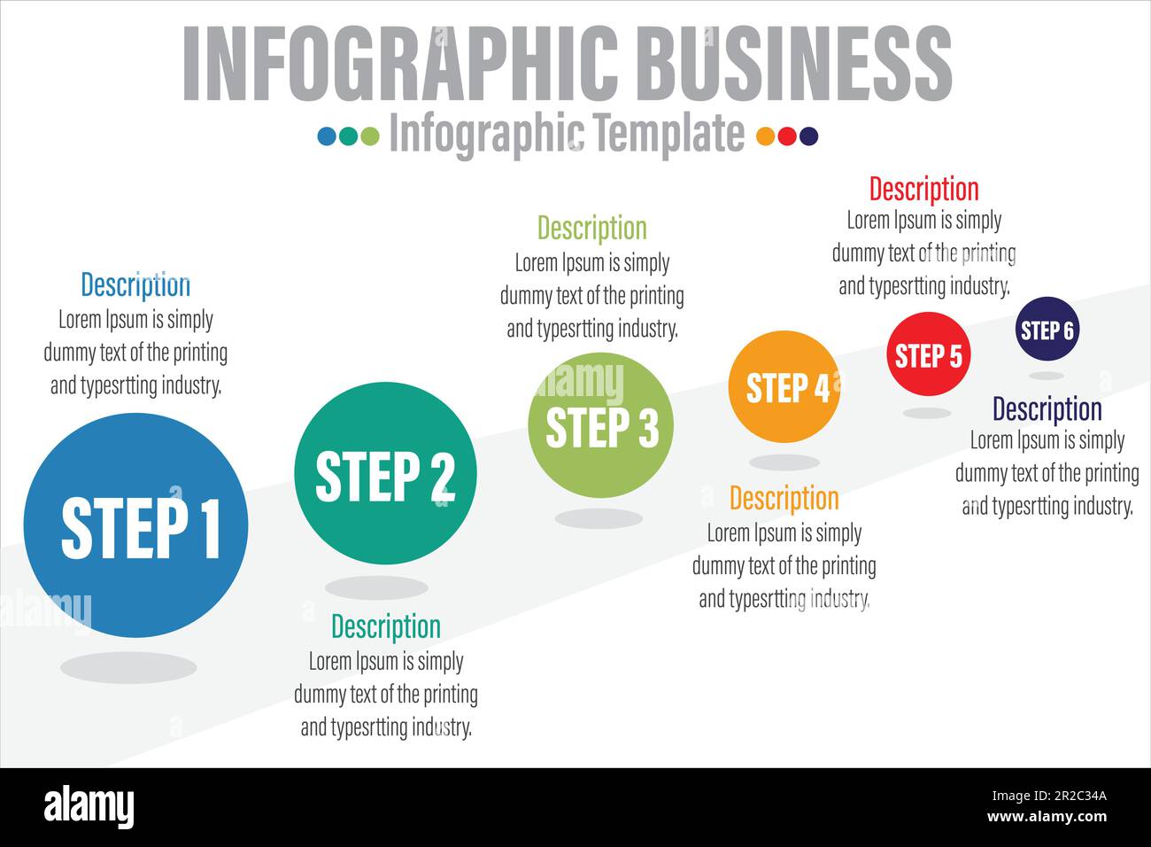 Six 6 Steps or Six 6 option Infographic template for business. Modern ...