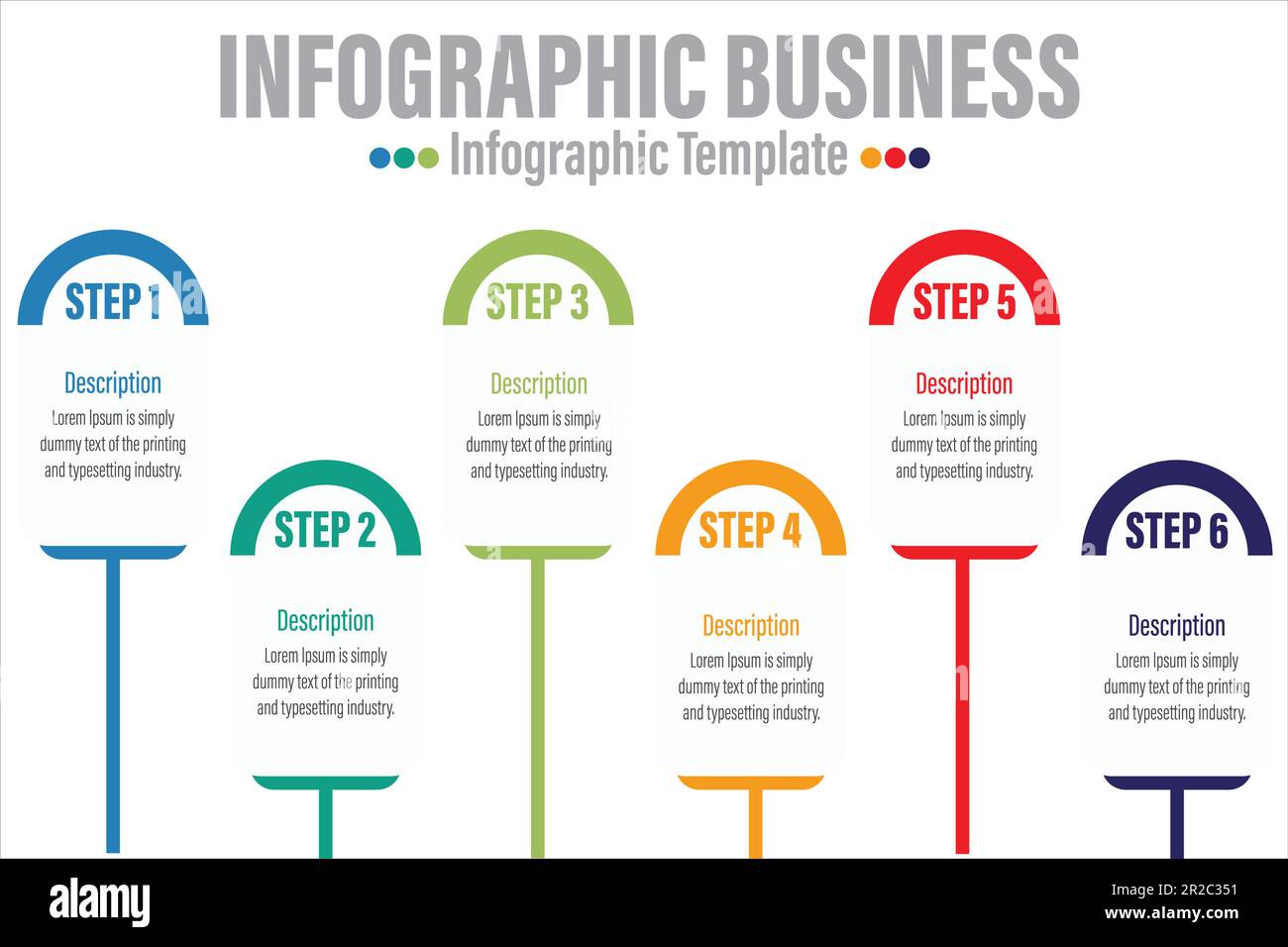 Business presentation infographic template with 6 Steps, Six 6 option ...