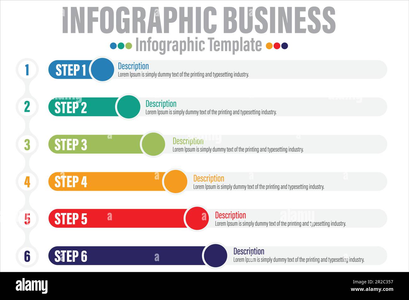 Six 6 Steps, Six 6 option ,Horizontal Chart Infographic Element ...