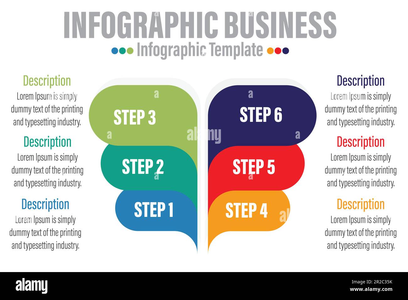 Six 6 Steps, Six 6 option Flat business presentation vector slide ...