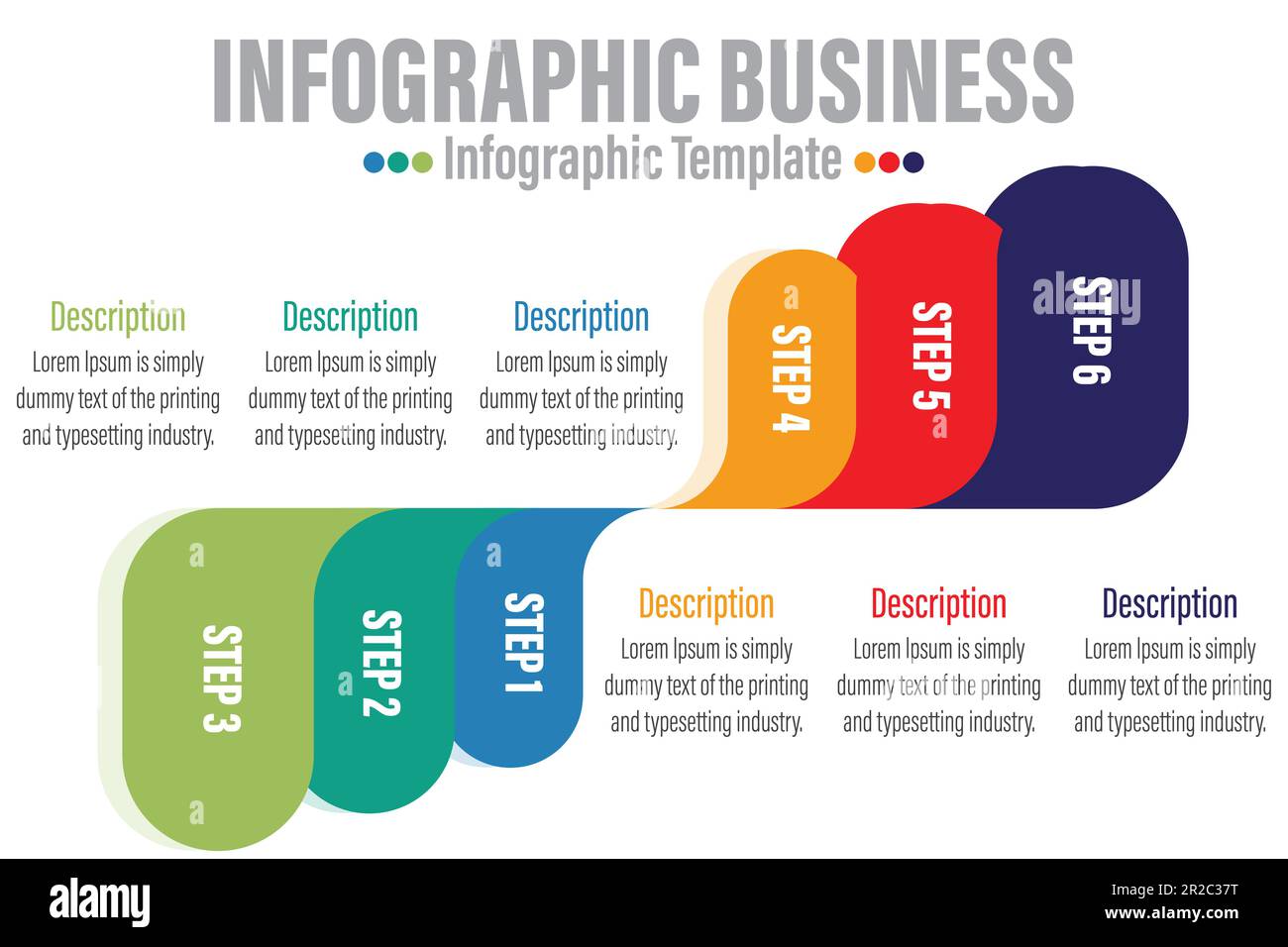 Six 6 Steps, Six 6 option Flat business presentation vector slide ...