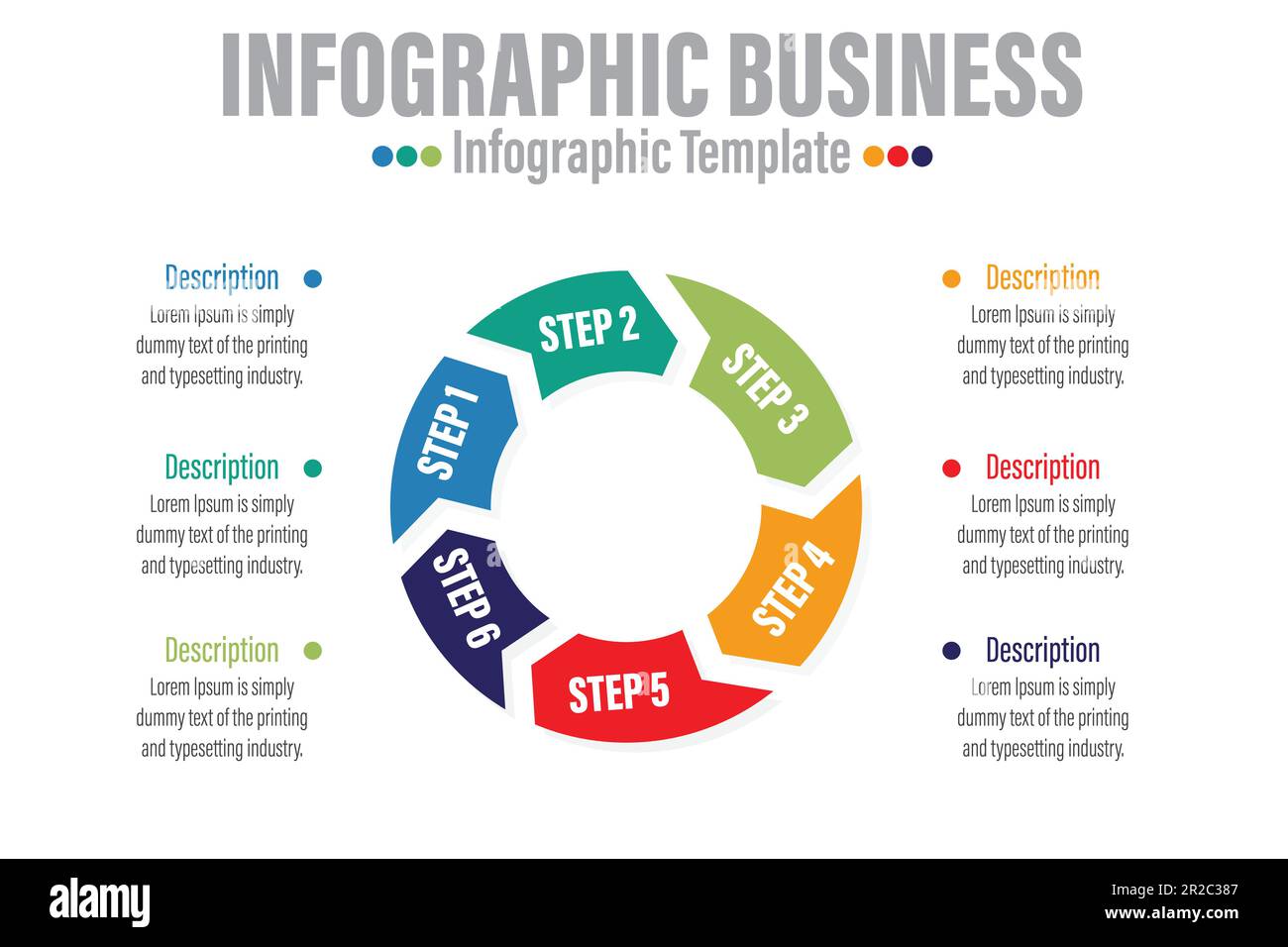 Business infographics. Circle with Six 6 Steps, Six 6 option, Six 6 ...