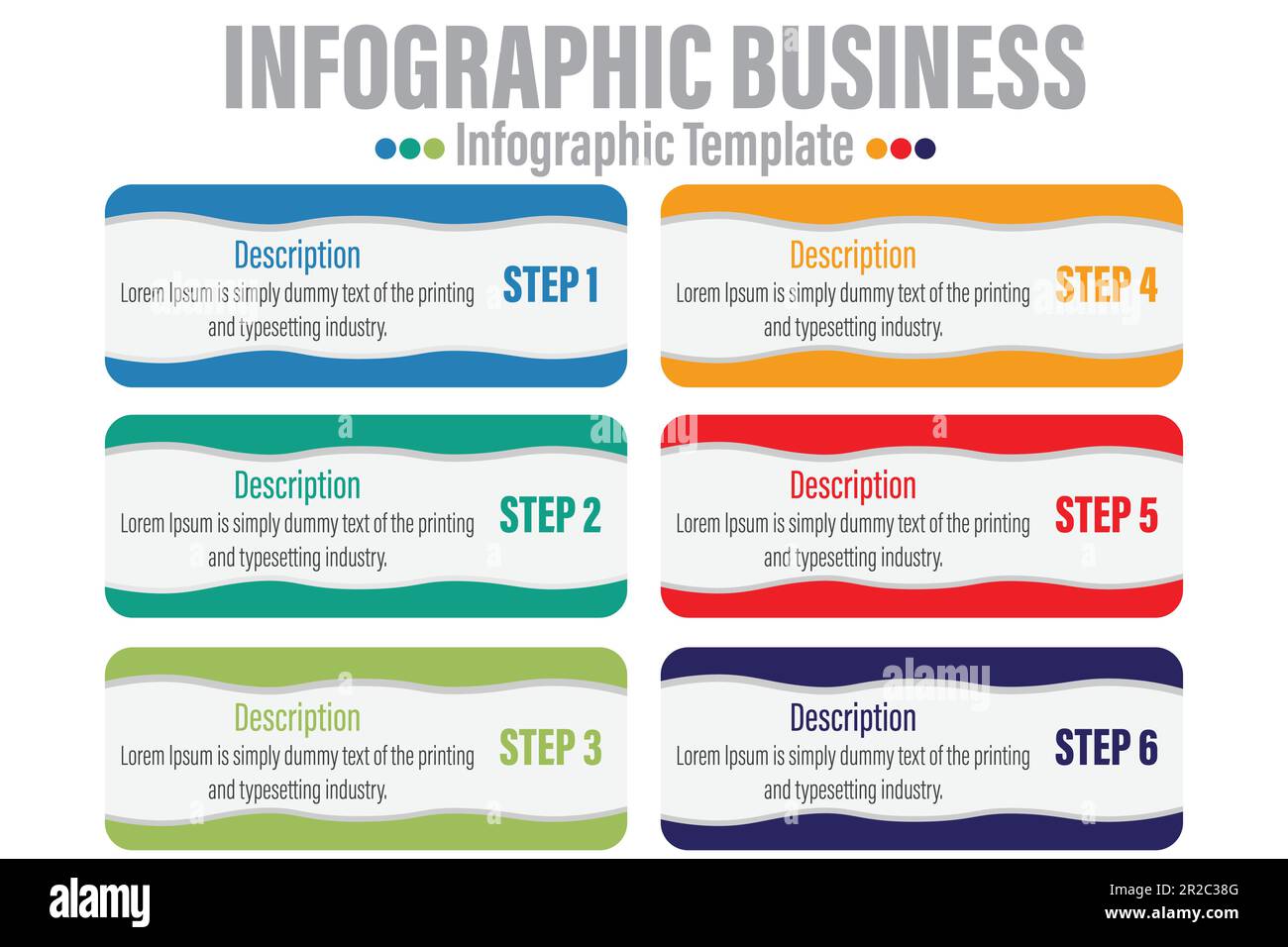 Modern infographic template with Six 6 steps. Business circle template with options for brochure ...