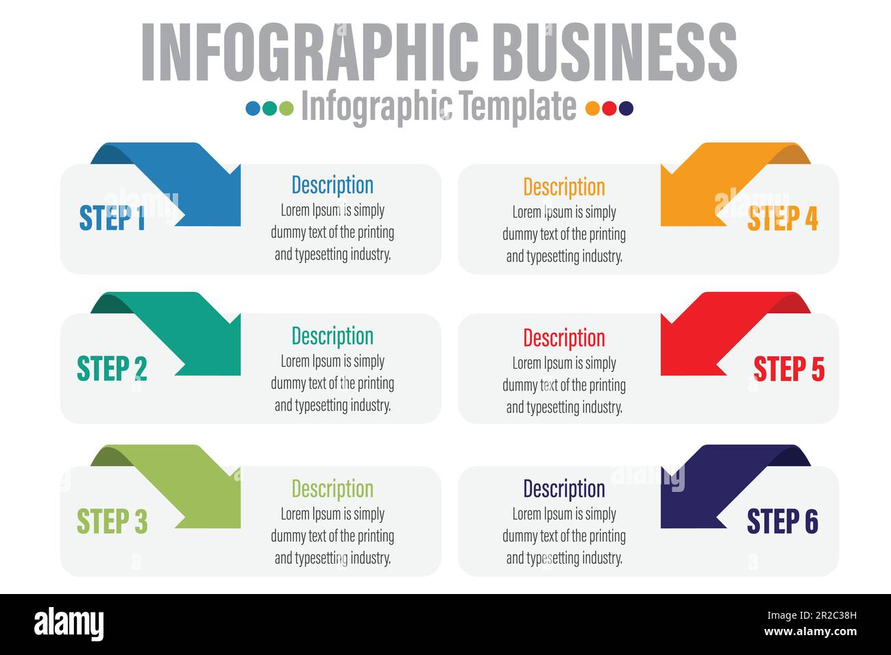 Business vector infographic template with 6 steps or 6 options for ...