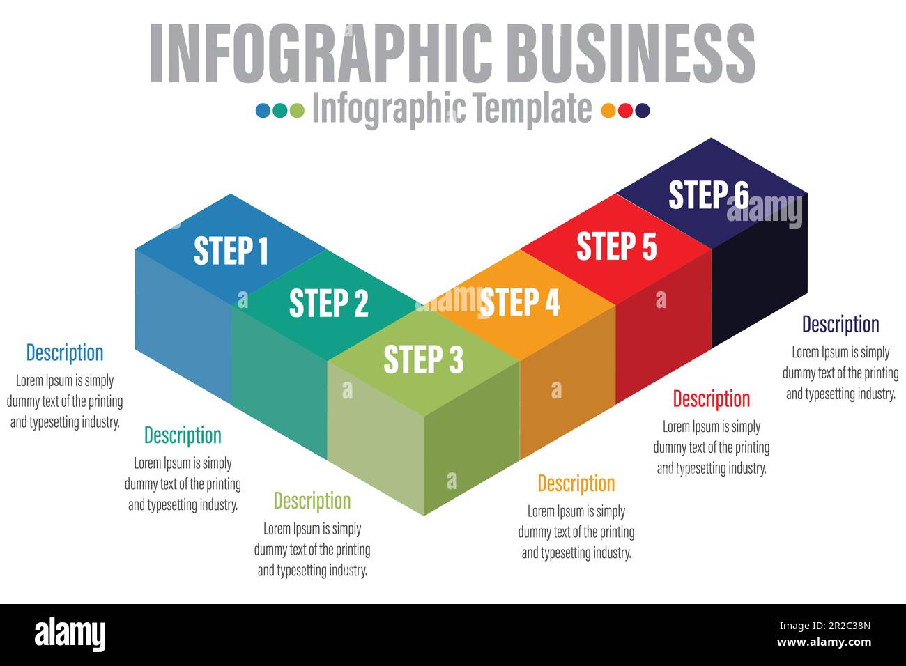 modern infographic template box with Six Steps, Six 6 option Stock ...