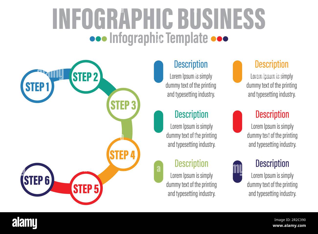 Six 6 Steps, Six 6 option Infographic design template with circles ...