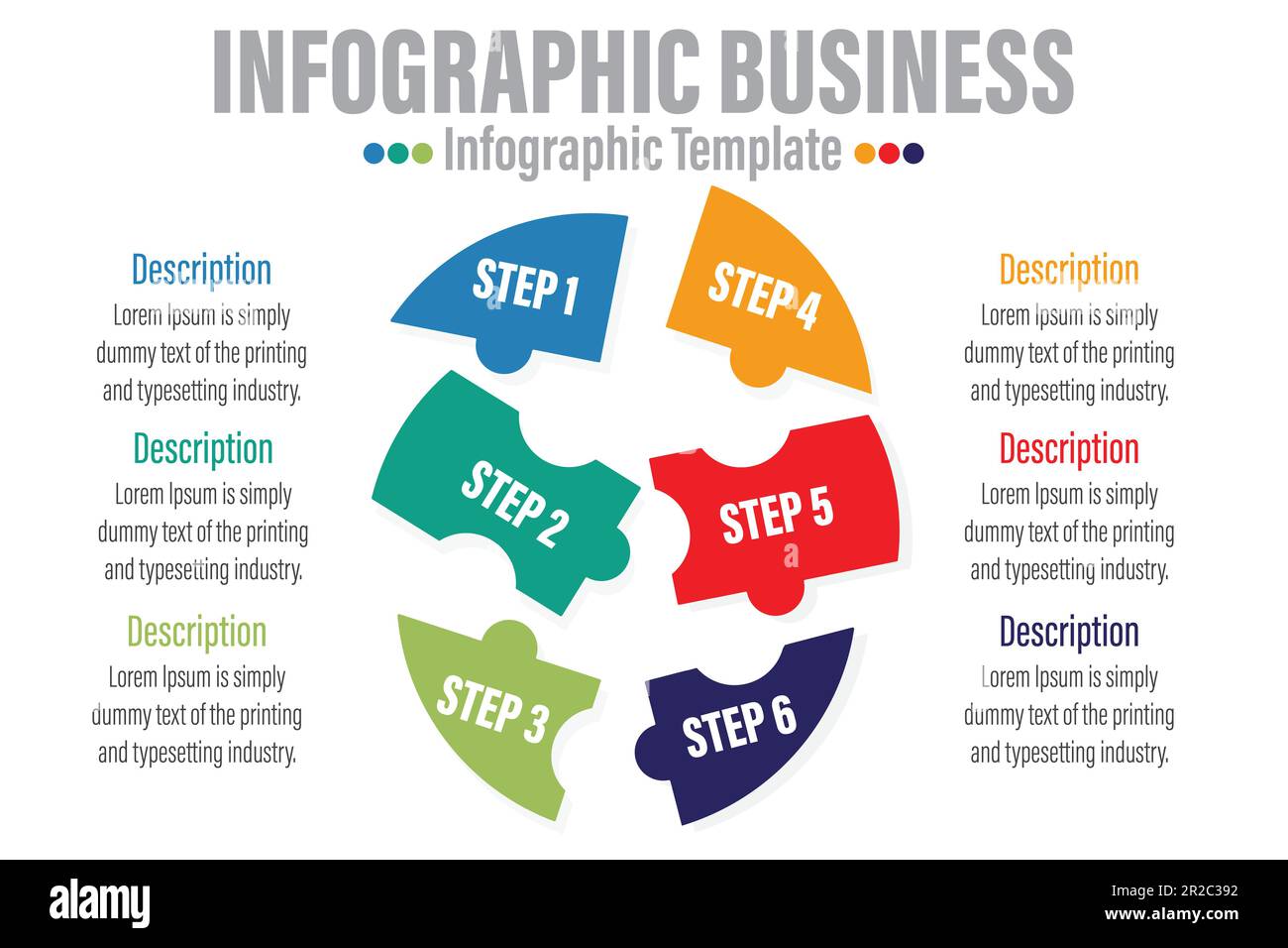 Infographic template for business. 6 Steps Modern Jigsaw puzzle diagram ...