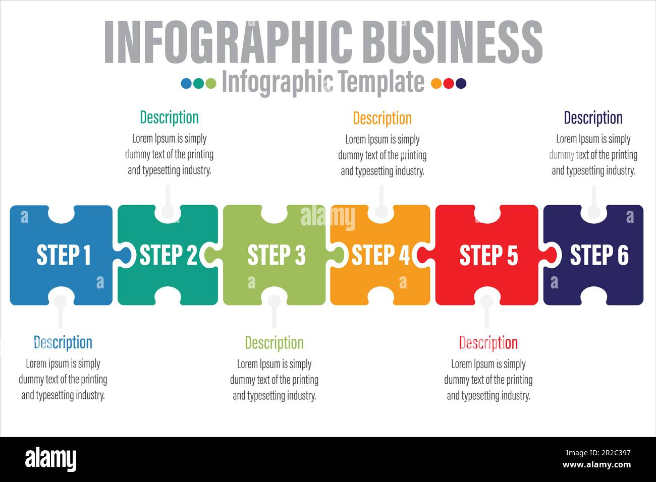 Vector Six 6 steps, Six 6 option puzzle style timeline infographic template. Business concept ...