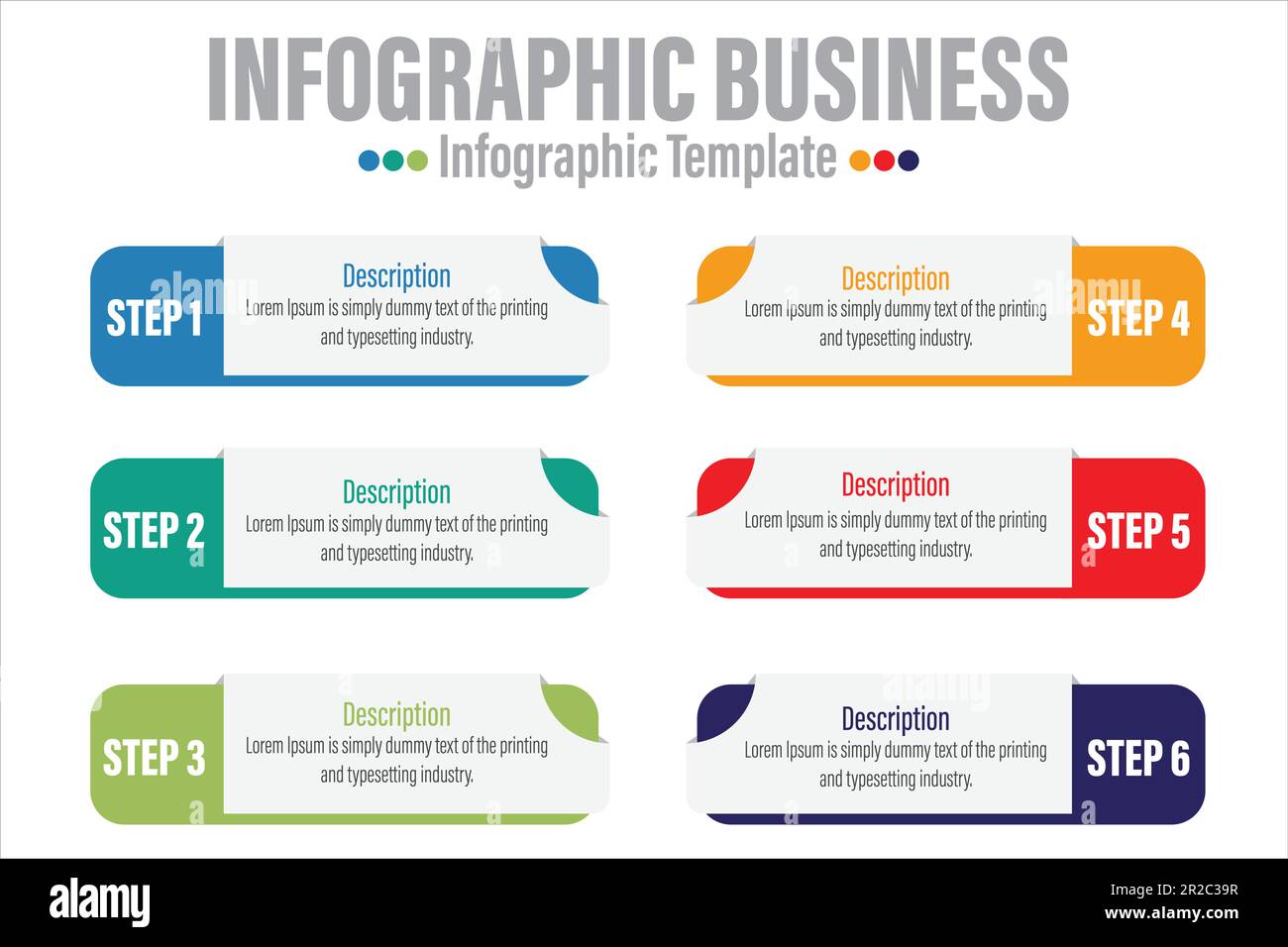 6 Steps, six 6 option Paper note shape elements with steps,road map ...