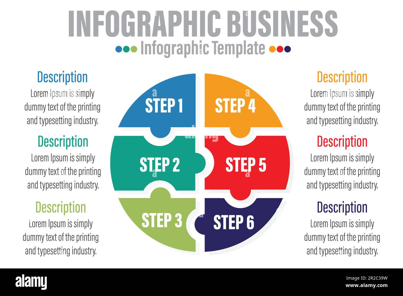 Infographic template for business. 6 Steps Modern Jigsaw puzzle diagram ...