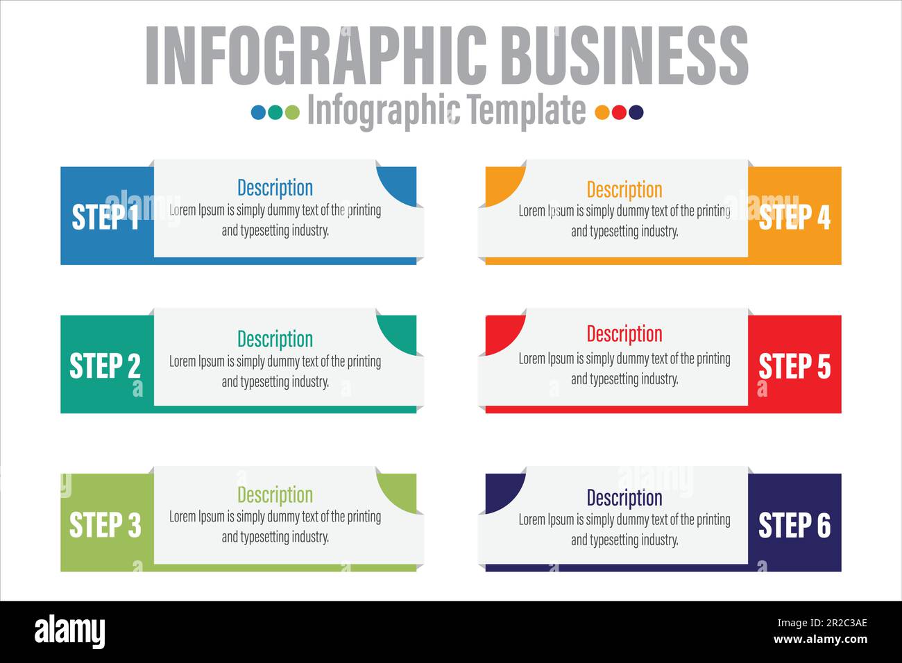6 Steps, six 6 option Paper note shape elements with steps,road map ...