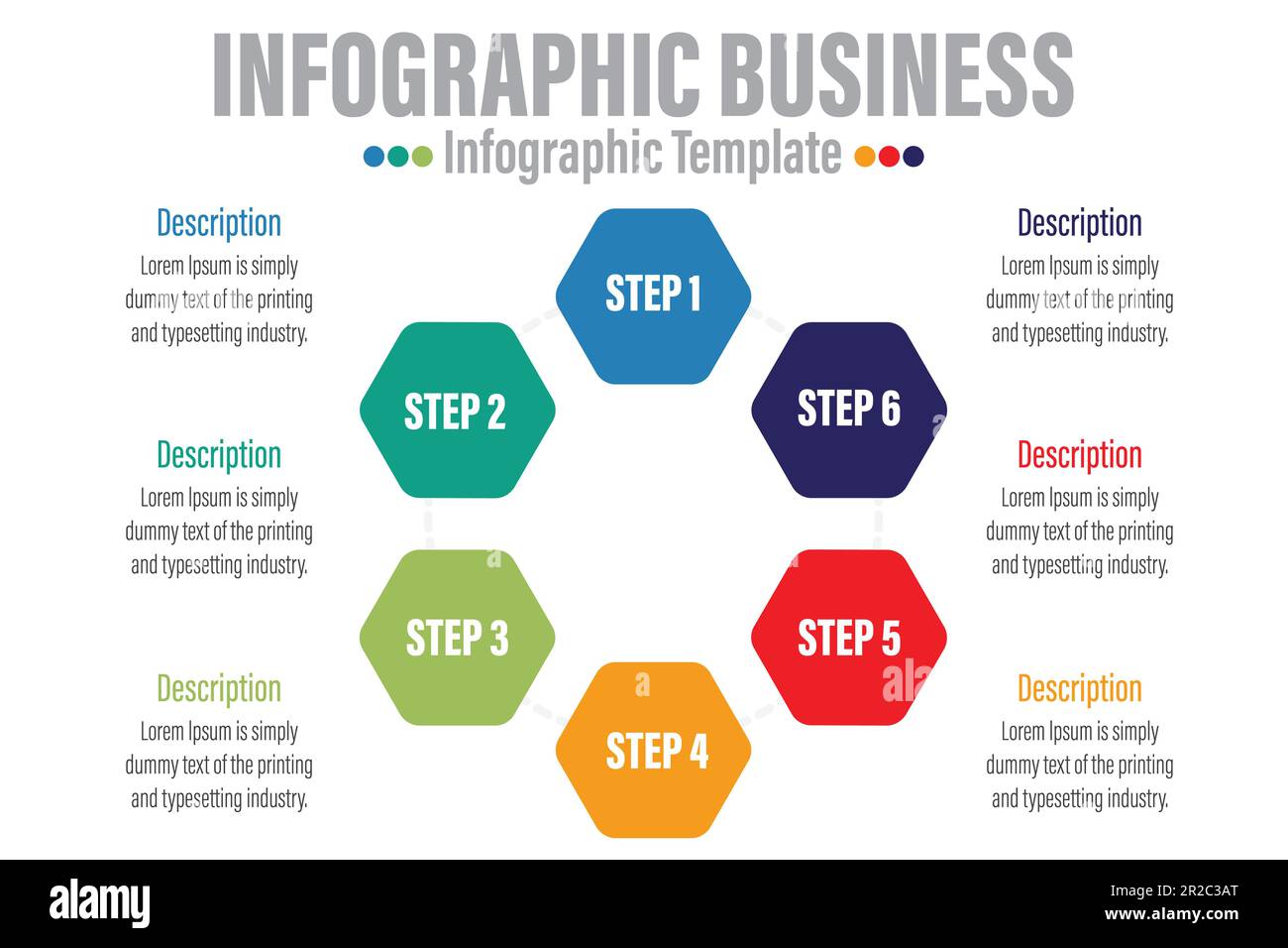 Infographic design template with numbers six 6 steps, six 6 option can ...