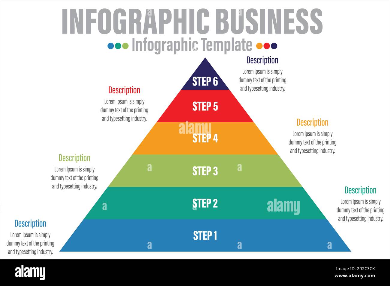 Infographic template for business. 6 steps Modern Mindmap pyramid level ...