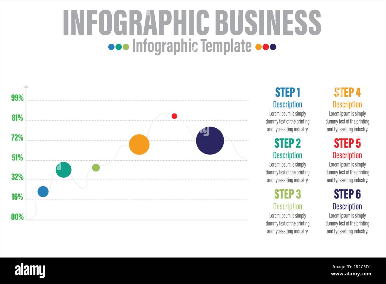 Timeline infographic template with 6 steps, 6 option 6 dot steps and ...