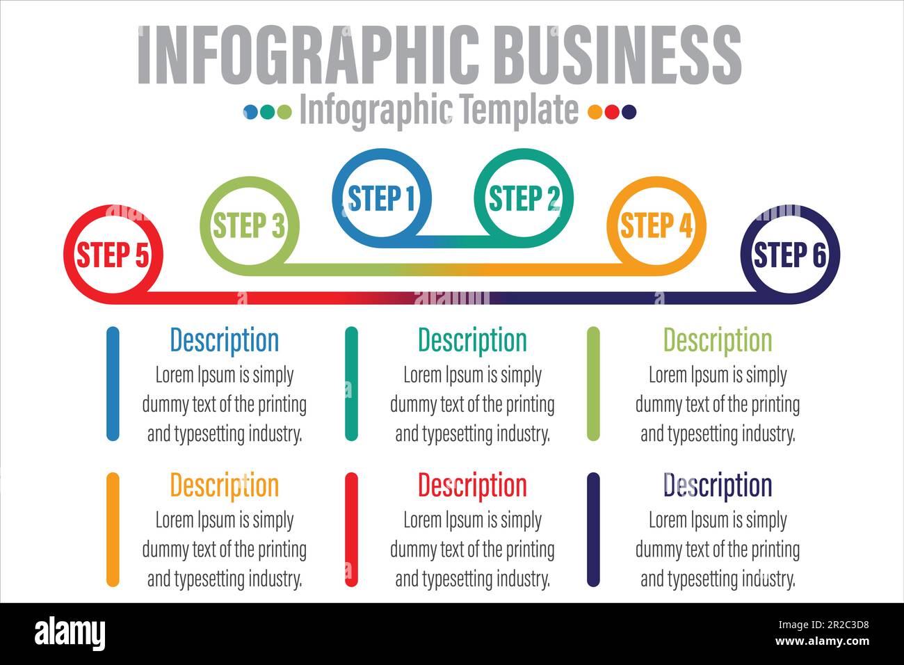 Six 6 Steps, six 6 optionTimeline Infographics template. Isolated ...