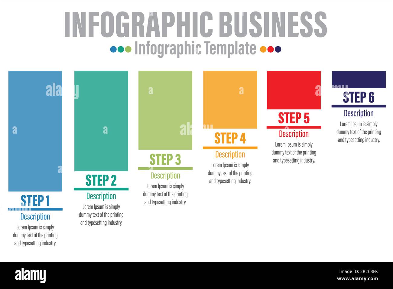 Vertical infographic design with six 6 steps, six 6 options or steps ...