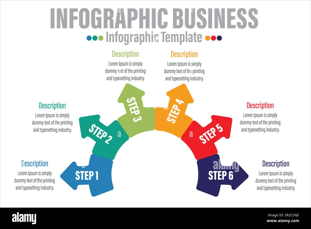 Business infographics.Arrow Circle with Six 6 Steps, Six 6 option, Six ...