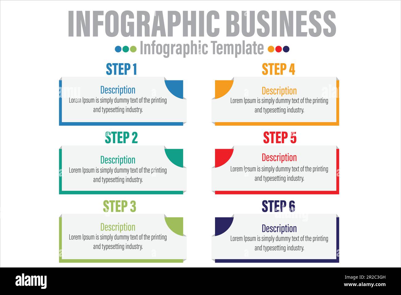 6 Steps, six 6 option Paper note shape elements with steps,road map ...