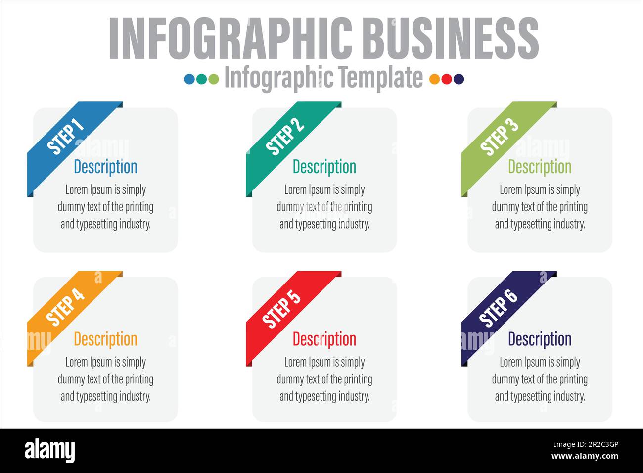 6 Steps, six 6 option Paper note shape elements with steps,road map ...