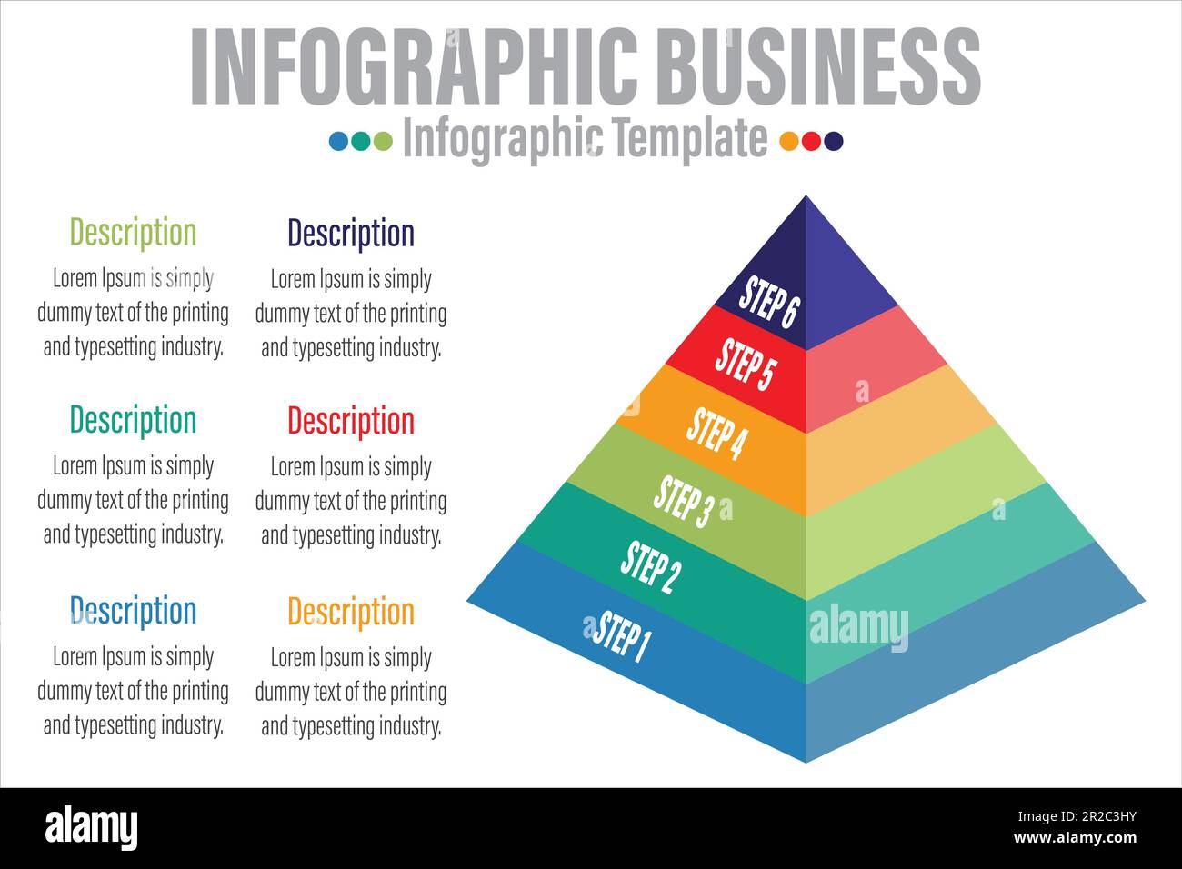 Infographic template for business. 6 steps Modern Mindmap pyramid level ...
