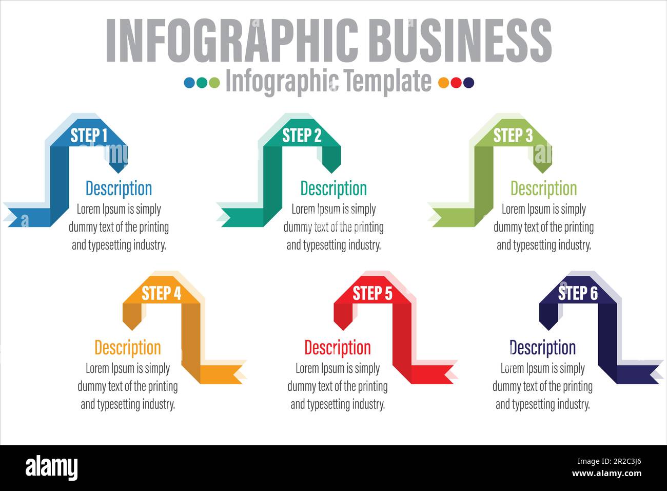 Vector illustration, infographics design, template, marketing, information, with 6 Steps or Six ...