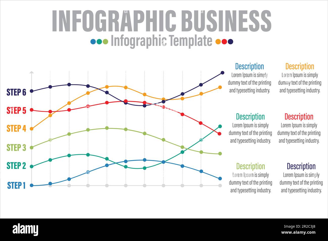 Six line charts. Business data. Progress, point, design. Creative ...