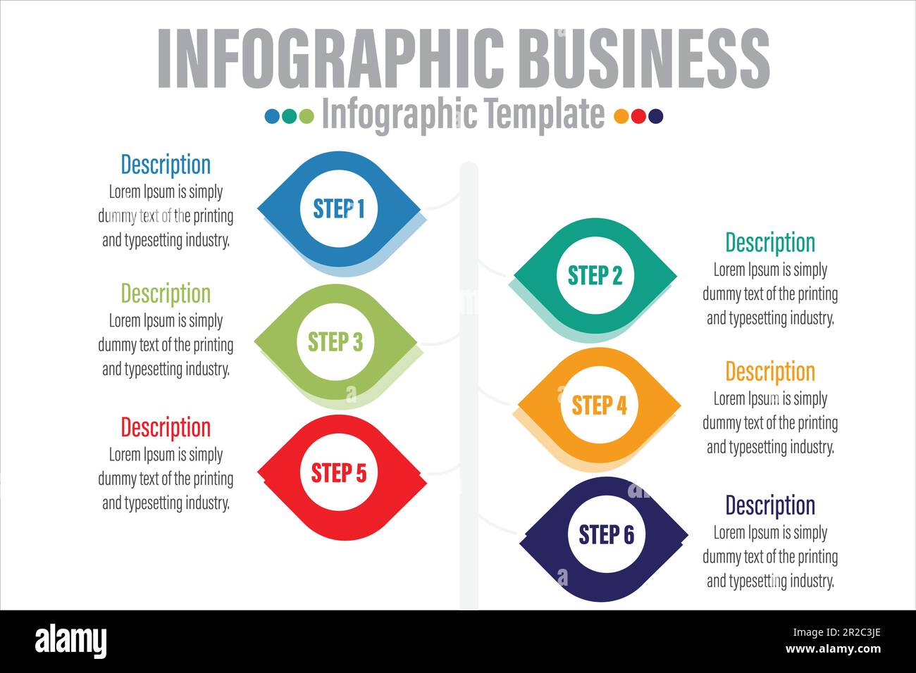 Infographic template for business. 6 Steps Modern diagram with circles ...