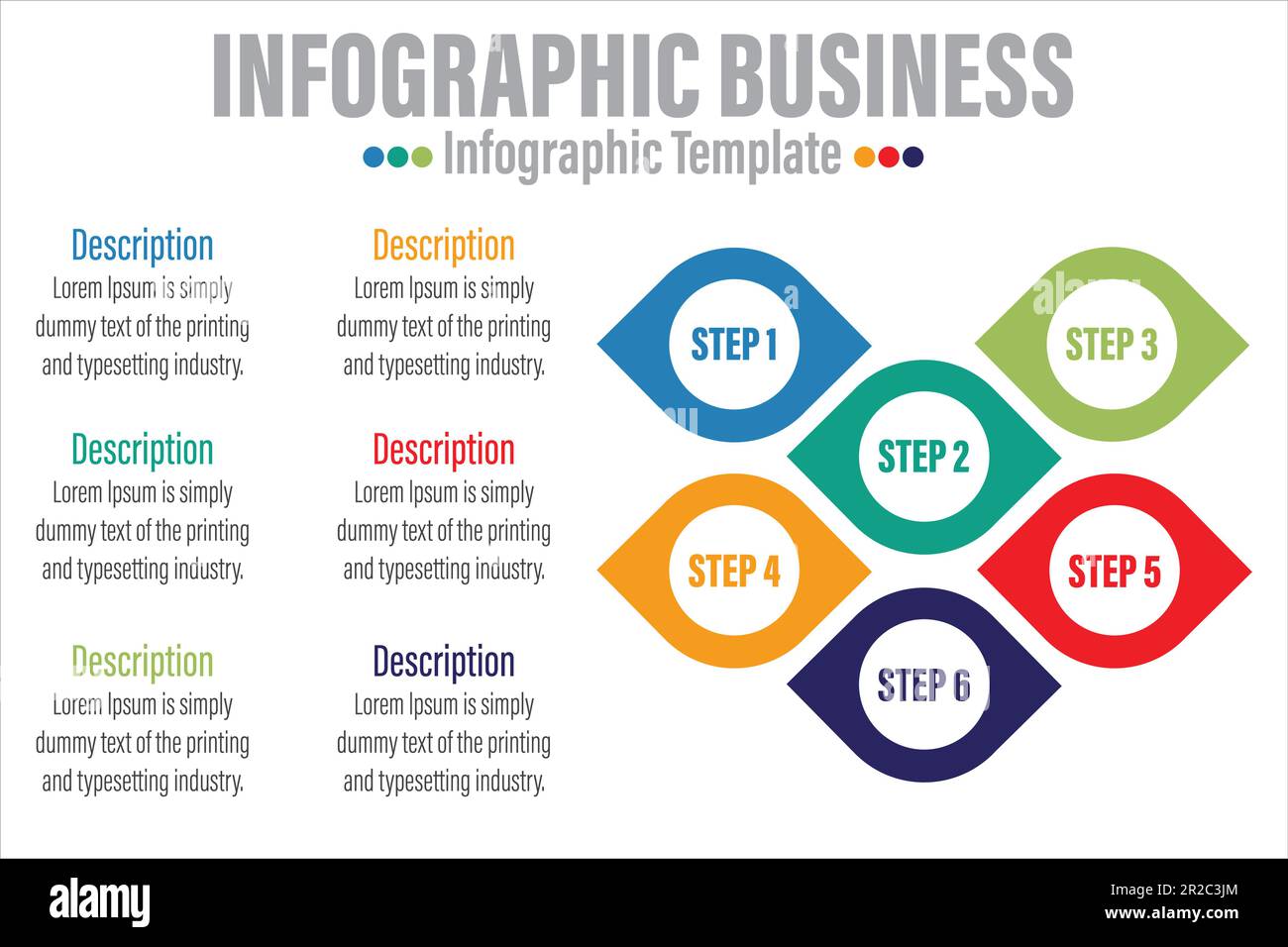 Infographic template for business. 6 Steps Modern diagram with circles ...