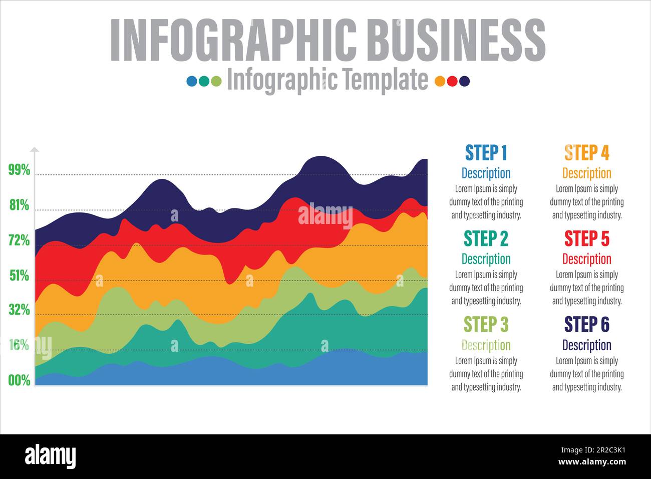 Timeline infographic template with 6 steps, 6 option 6 dot steps and ...